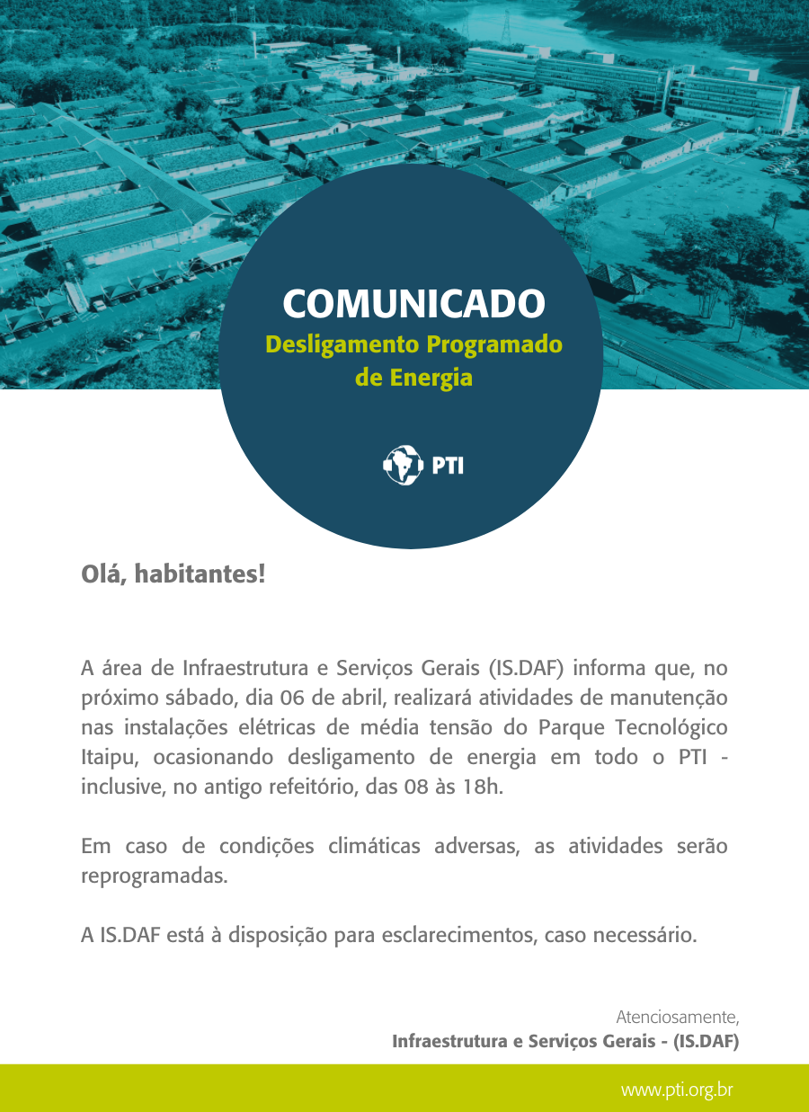 ⚠️ Desligamento Programado de Energia - Portal do Habitante